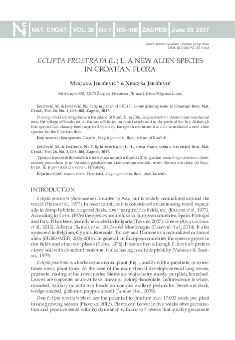 (PDF) A NeW AlIeN sPeCIes IN CROAtIAN FlORA