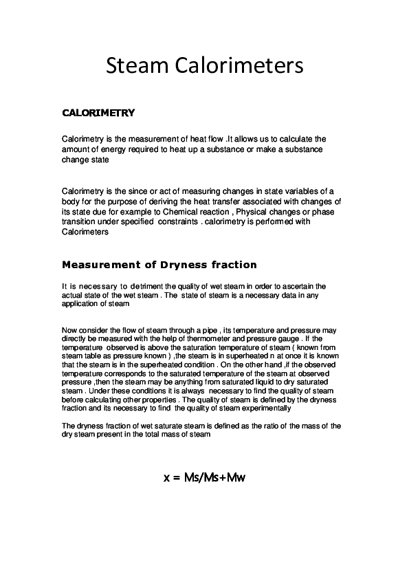 (DOC) Steam Calorimeters
