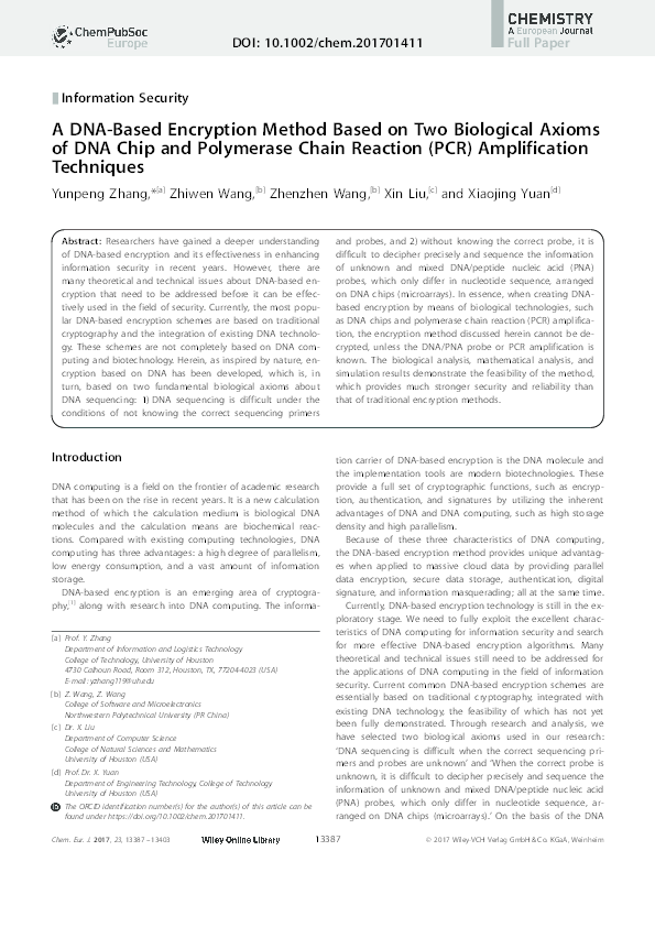 (PDF) ADNA-Based EncryptionM ethod Based on TwoB iological Axioms of ...