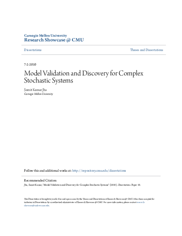 Pdf Model Validation And Discovery For Complex Stochastic Systems
