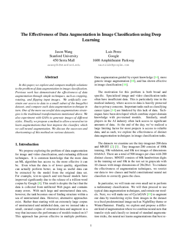 Pdf The Effectiveness Of Data Augmentation In Image Classification