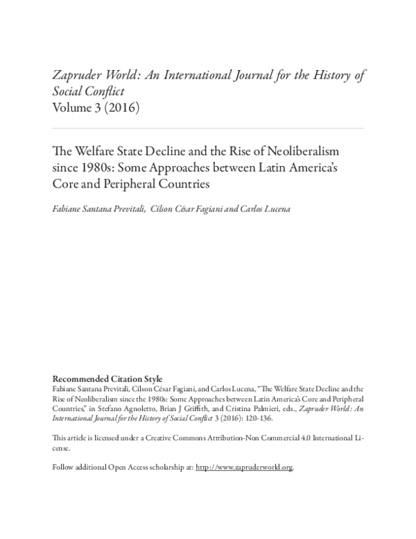 (PDF) The Welfare State Decline and the Rise of Neoliberalism since the ...