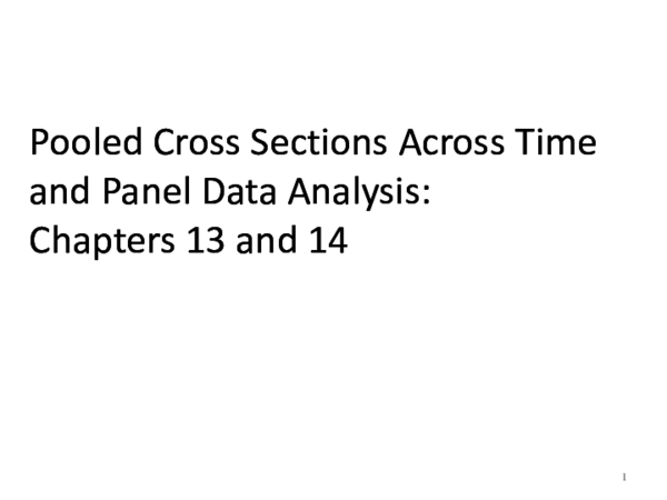 (PDF) Pooled Cross Sections Across Time and Panel Data Analysis ...