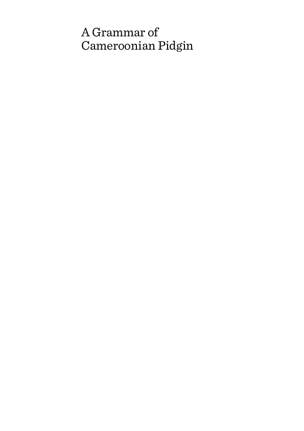 (PDF) A Grammar of Cameroonian Pidgin