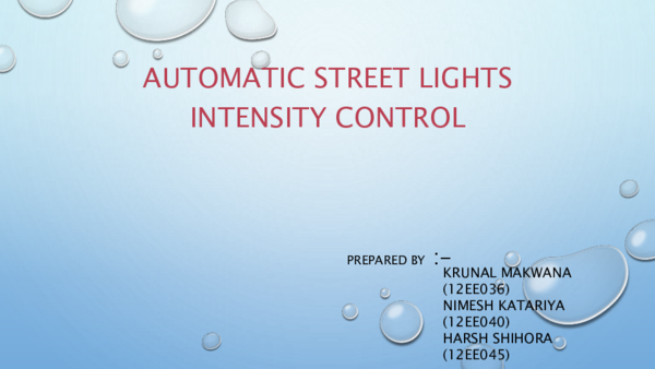 (PDF) AUTOMATIC STREET LIGHTS INTENSITY CONTROL