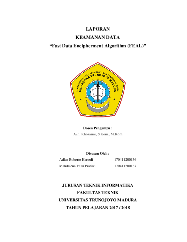 Pdf Laporan Keamanan Data Fast Data Encipherment Algorithm Feal