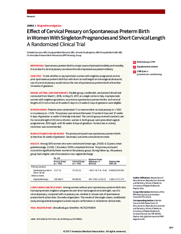 (PDF) Cervical cerclage in combination with other treatments for ...