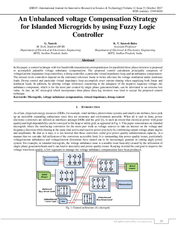 Pdf An Unbalanced Voltage Compensation Strategy For Islanded Microgrids By Using Fuzzy Logic