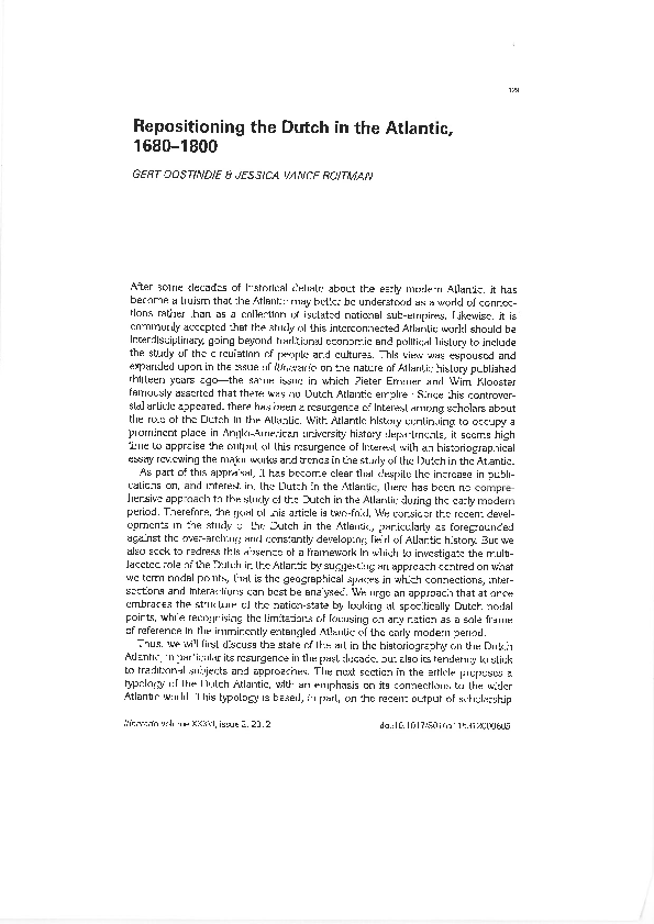 (PDF) Repositioning the Dutch in the Atlantic, 1680-1800