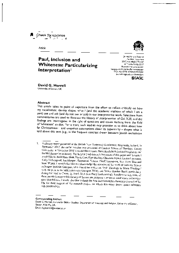 (PDF) Paul, Inclusion and Whiteness: Particularizing Interpretation