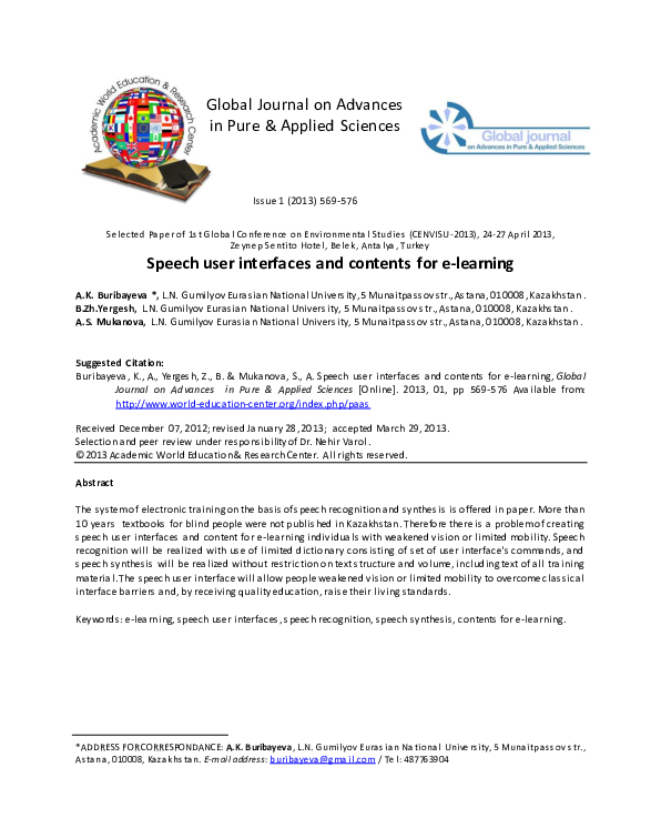 (PDF) Speech user interfaces and contents for e-learning | Science Park ...