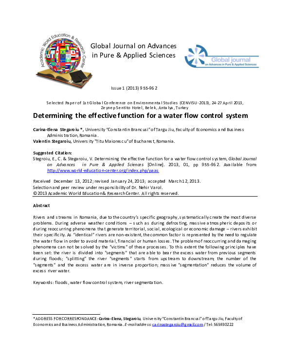 (PDF) Determining the effective function for a water flow control system