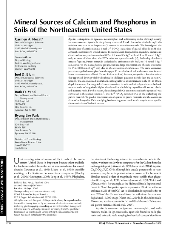 (PDF) Mineral Sources of Calcium and Phosphorus in Soils of the ...