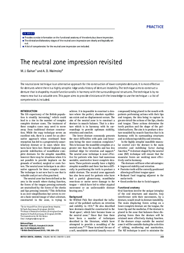 (PDF) The neutral zone impression revisited