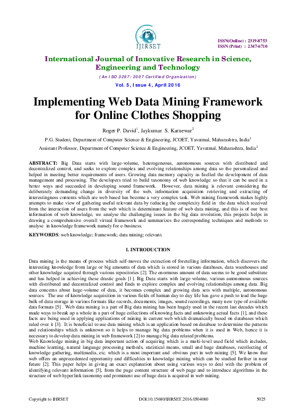 (PDF) Implementing Web Data Mining Framework for Online Clothes Shopping