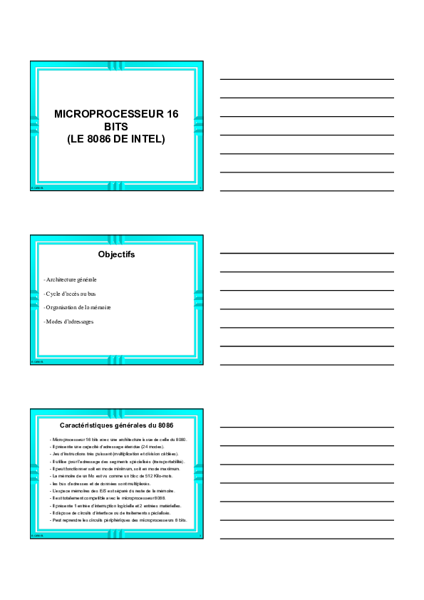 (PDF) MICROPROCESSEUR 16 BITS (LE 8086 DE INTEL) Objectifs ...