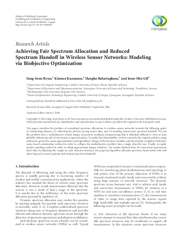 (PDF) Achieving Fair Spectrum Allocation and Reduced Spectrum Handoff in Wireless Sensor ...