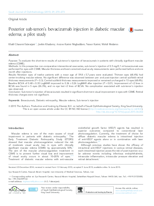 (PDF) Posterior sub-tenon’s bevacizumab injection in diabetic macular ...