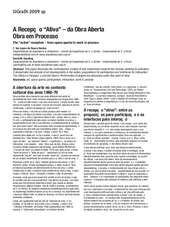 (PDF) A Recepcao "Ativa" - da Obra Aberta a Obra em Processo [The ...