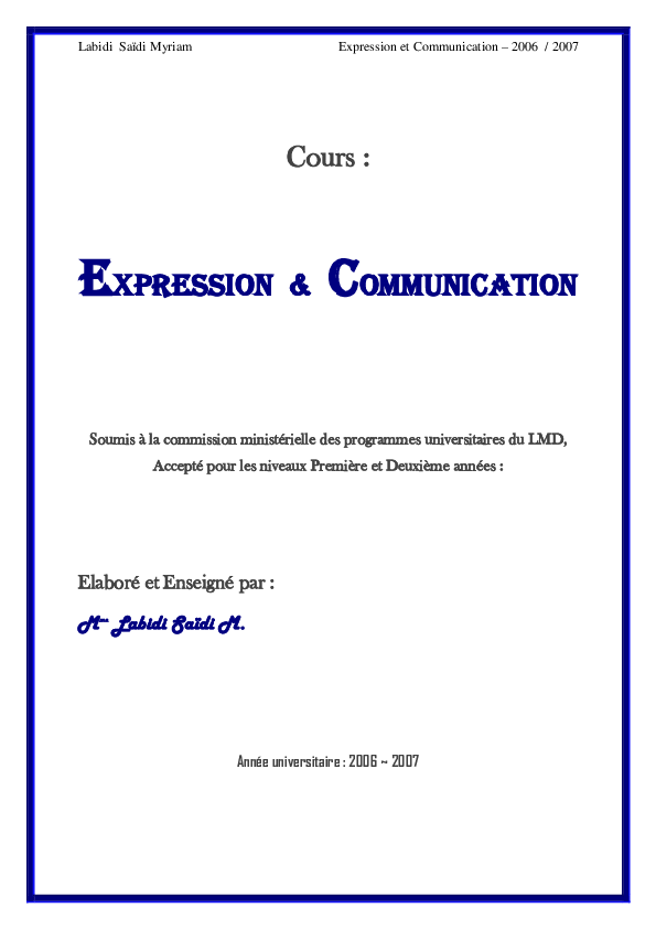 (PDF) Expression & Communication