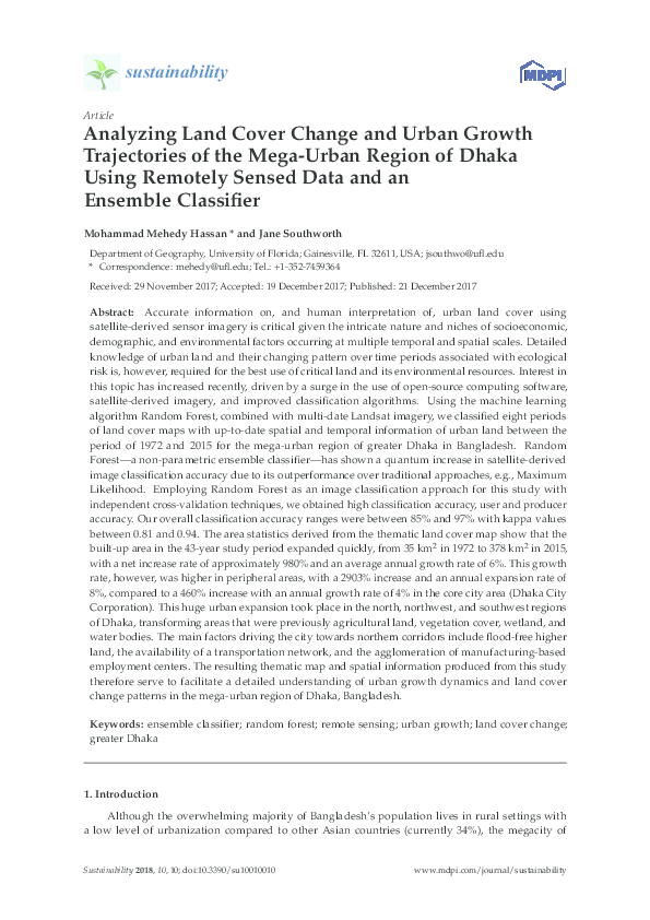 (PDF) Land Cover Change and Urban Growth of Dhaka Using Remotely Sensed ...