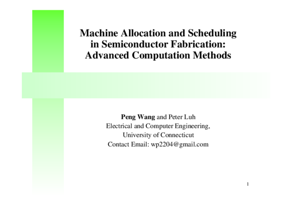 Pdf Machine Allocation And Scheduling In Semiconductor Fabrication Advanced Computation Methods