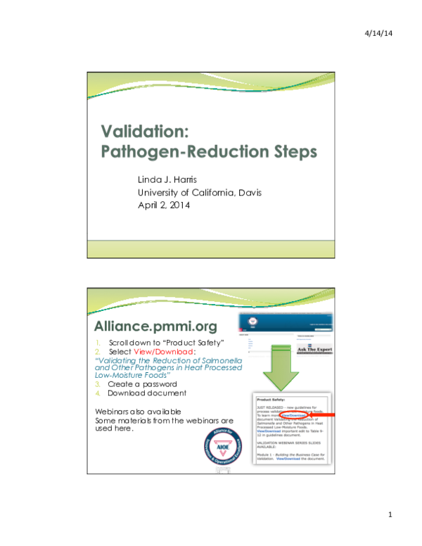 (PDF) Validation pathogen reduction steps