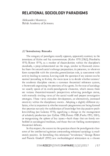 (PDF) Relational sociology paradigms