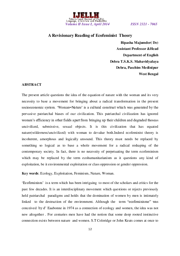 (PDF) A Revisionary Reading of Ecofeminist Theory