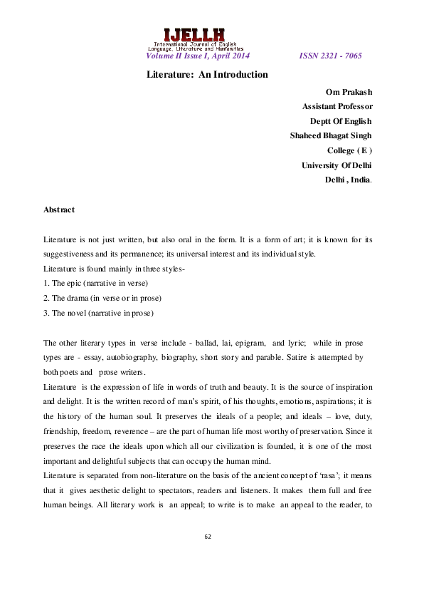(PDF) Literature: An Introduction