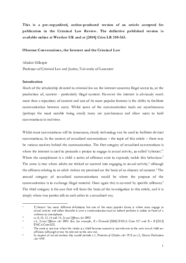 (PDF) Offensive communications and the law