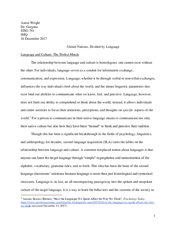 (DOC) United Nations, Divided by Language