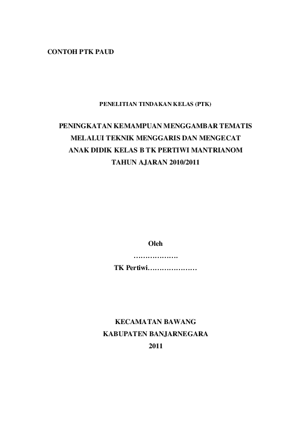 (DOC) CONTOH PTK PAUD PENELITIAN TINDAKAN KELA