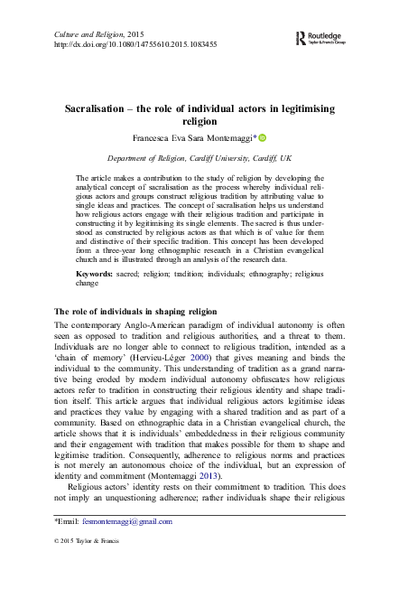(PDF) Sacralisation – the role of individual actors in legitimising ...