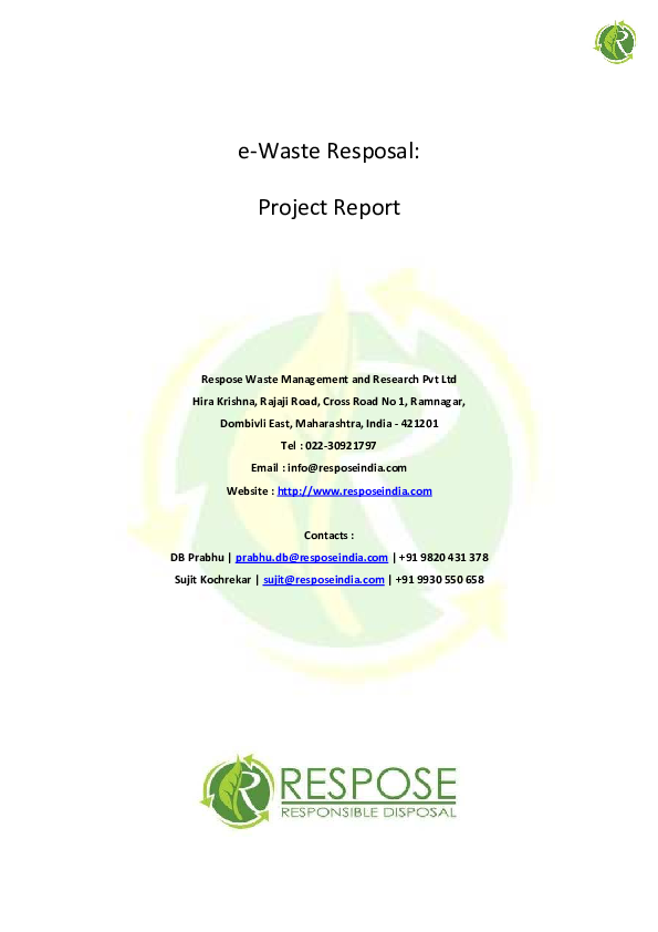 (PDF) e-Waste Resposal | Naveen Kumar - Academia.edu