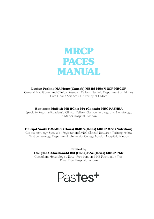 (PDF) MRCP PACES MANUAL