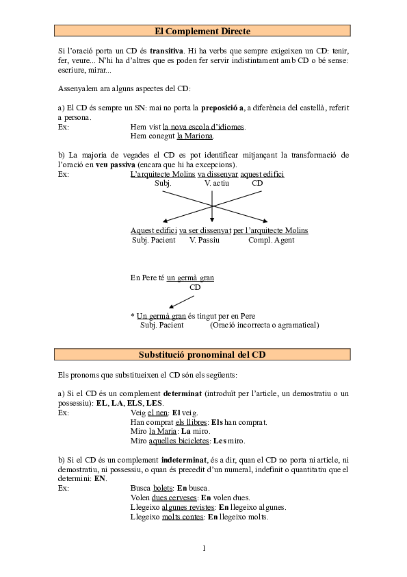 El Complement Directe
