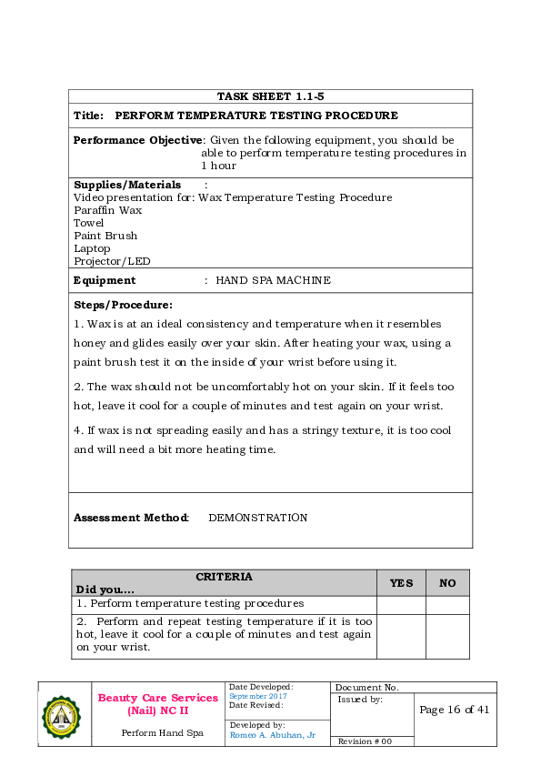 (PDF) Perform Hand Spa Module_16.pdf | Romeo Jr A C E R O Abuhan ...