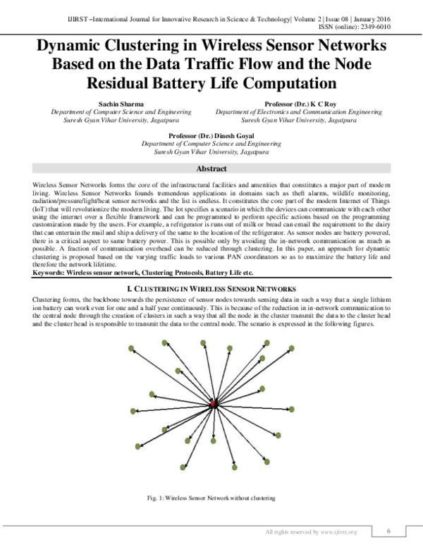 Pdf Dynamic Clustering In Wireless Sensor Networks Based On The Data Traffic Flow And The Node 