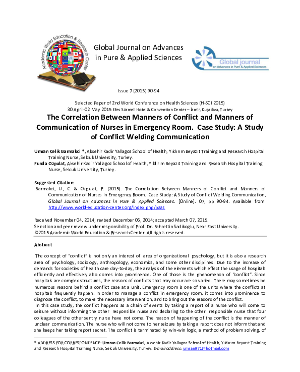 (PDF) The Correlation Between Manners of Conflict and Manners of ...