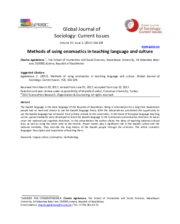 (PDF) Methods of using onomastics in teaching language and culture