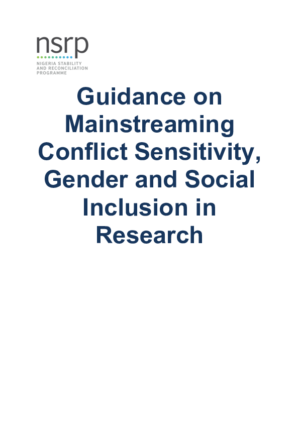 (PDF) Guidance on Mainstreaming Conflict Sensitivity, Gender and Social ...