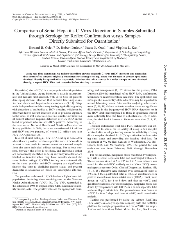 (PDF) Comparison of Serial Hepatitis C Virus Detection in Samples ...