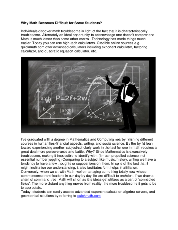 Doc Why Math Becomes Difficult For Some Students