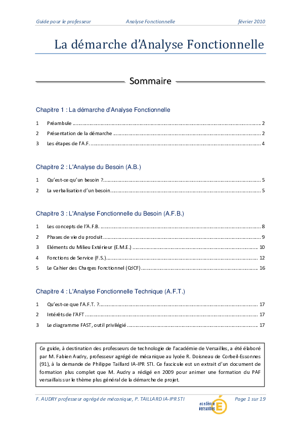 (PDF) Analyse fonctionnelle guide pour le professeur-