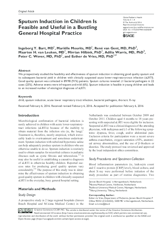 (PDF) Sputum Induction in Children Is Feasible and Useful in a Bustling ...