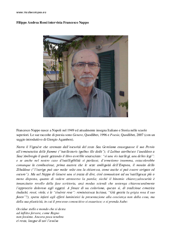 (PDF) Filippo Andrea Rossi intervista Francesco Nappo