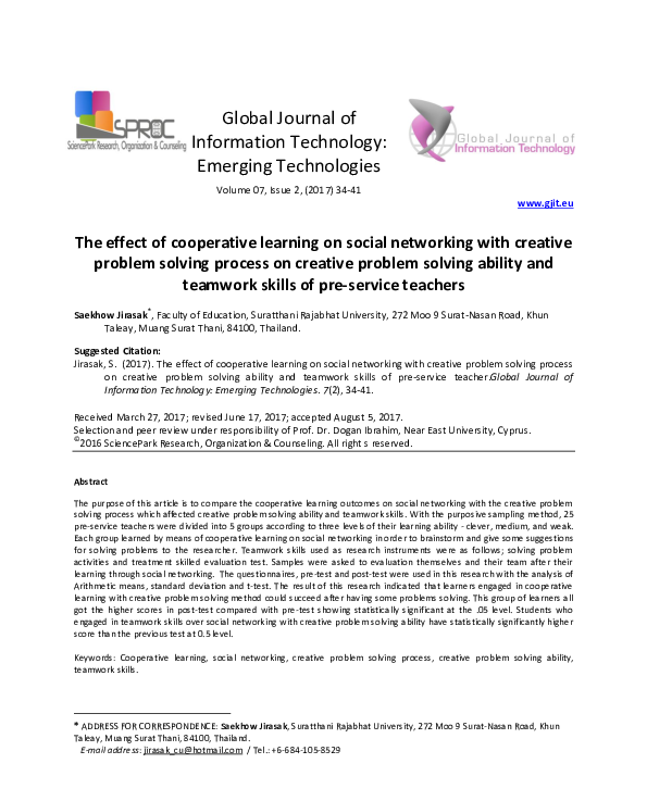 (PDF) Cooperative Learning's Impact on Teamwork Skills