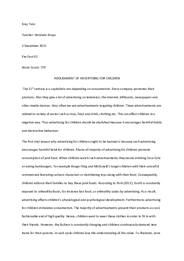 (DOC) Children and commercial | Eray Tunc - Academia.edu