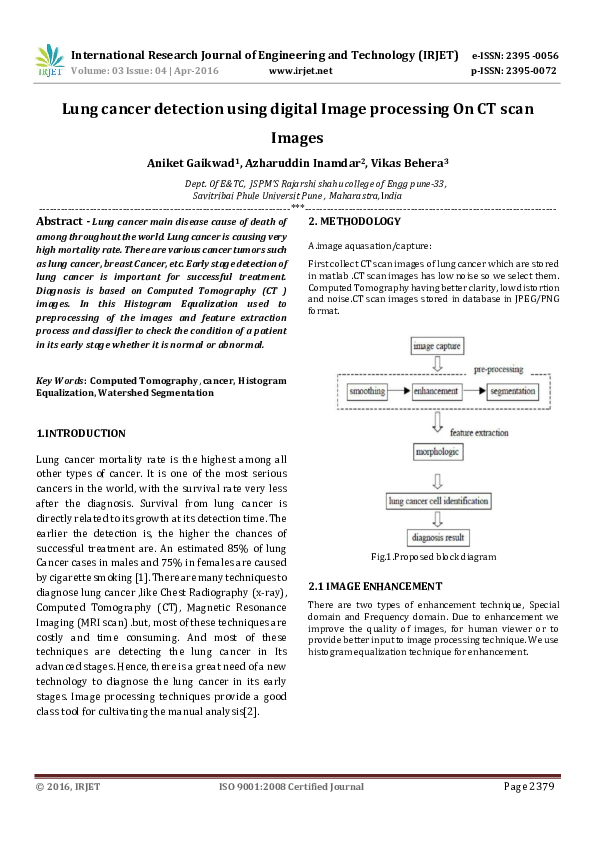 Pdf Lung Cancer Detection Using Digital Image Processing On Ct Scan